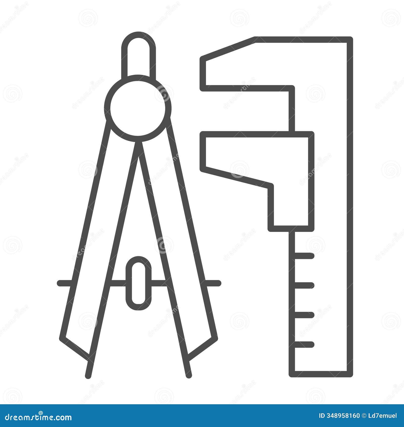 Caliper and Drawing Compass Thin Line Icon, Architect Studio Concept ...