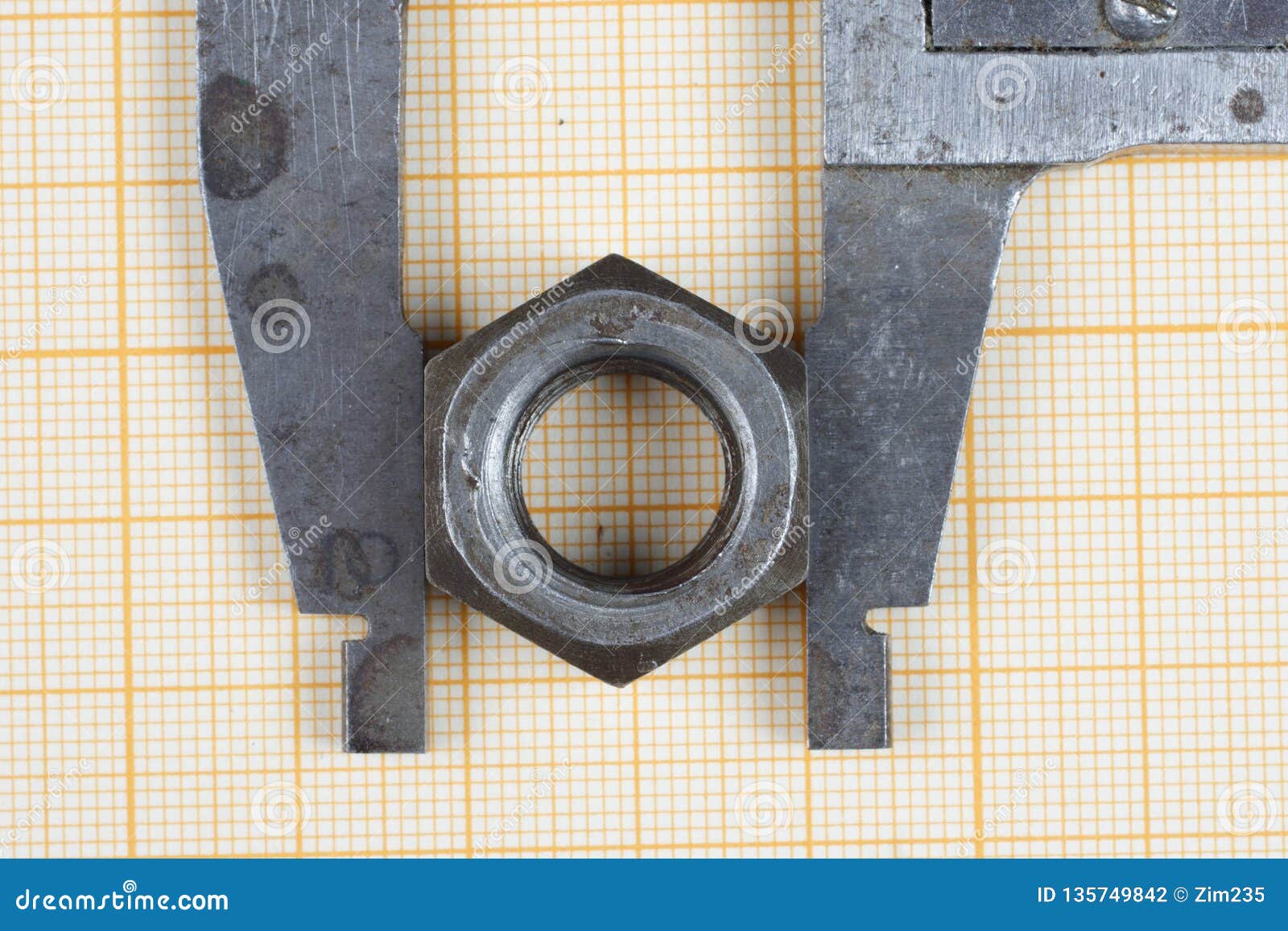 Caliper on graph paper stock photo. Image of macro, paper - 135749842
