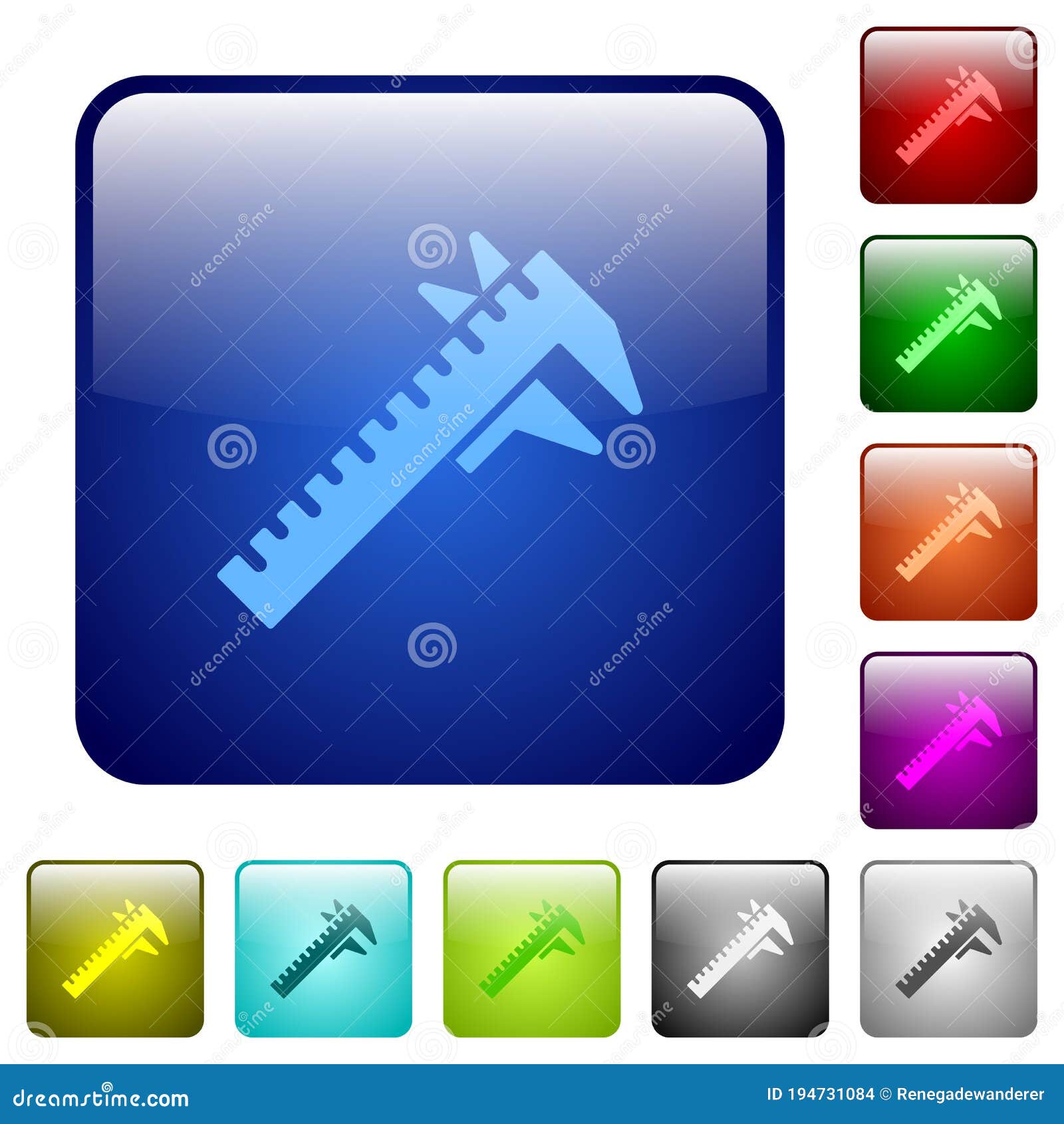 Caliper Color Square Buttons Stock Vector - Illustration of precision ...