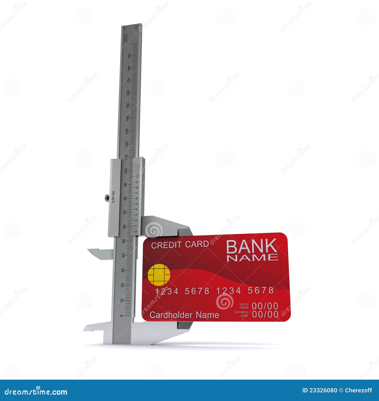 Caliper Measures the Credit Card Stock Illustration - Illustration of ...