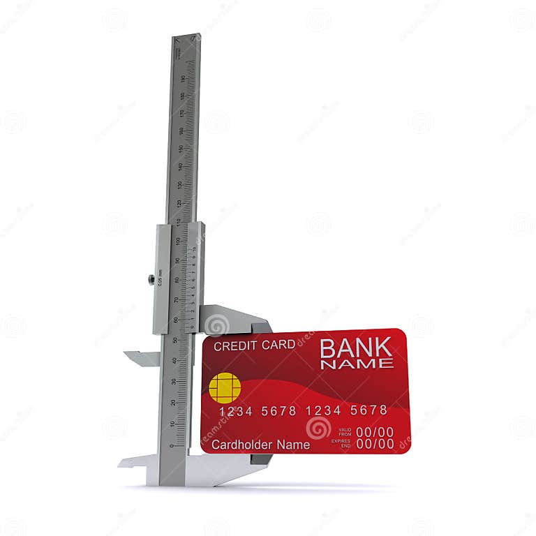 Caliper Measures the Credit Card Stock Illustration - Illustration of ...