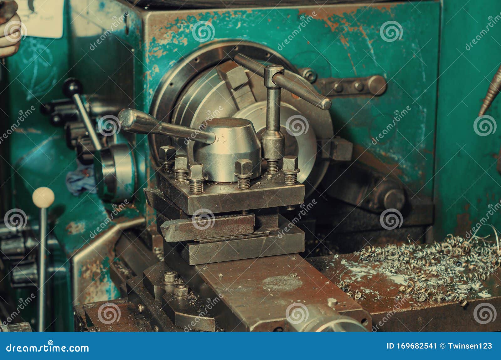 Caliper of an old lathe stock image. Image of precision - 169682541