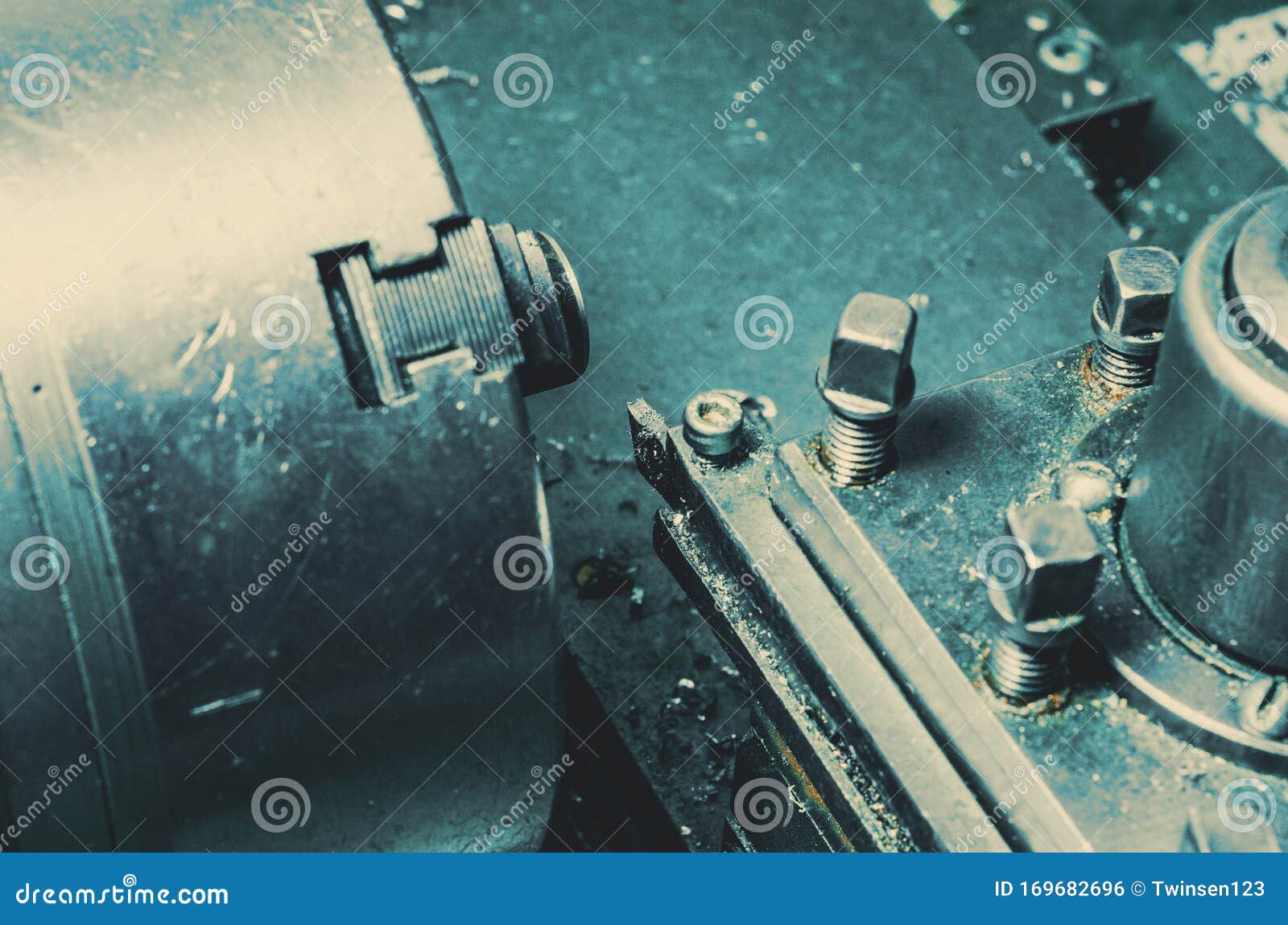 Caliper of an old lathe stock photo. Image of attentive - 169682696