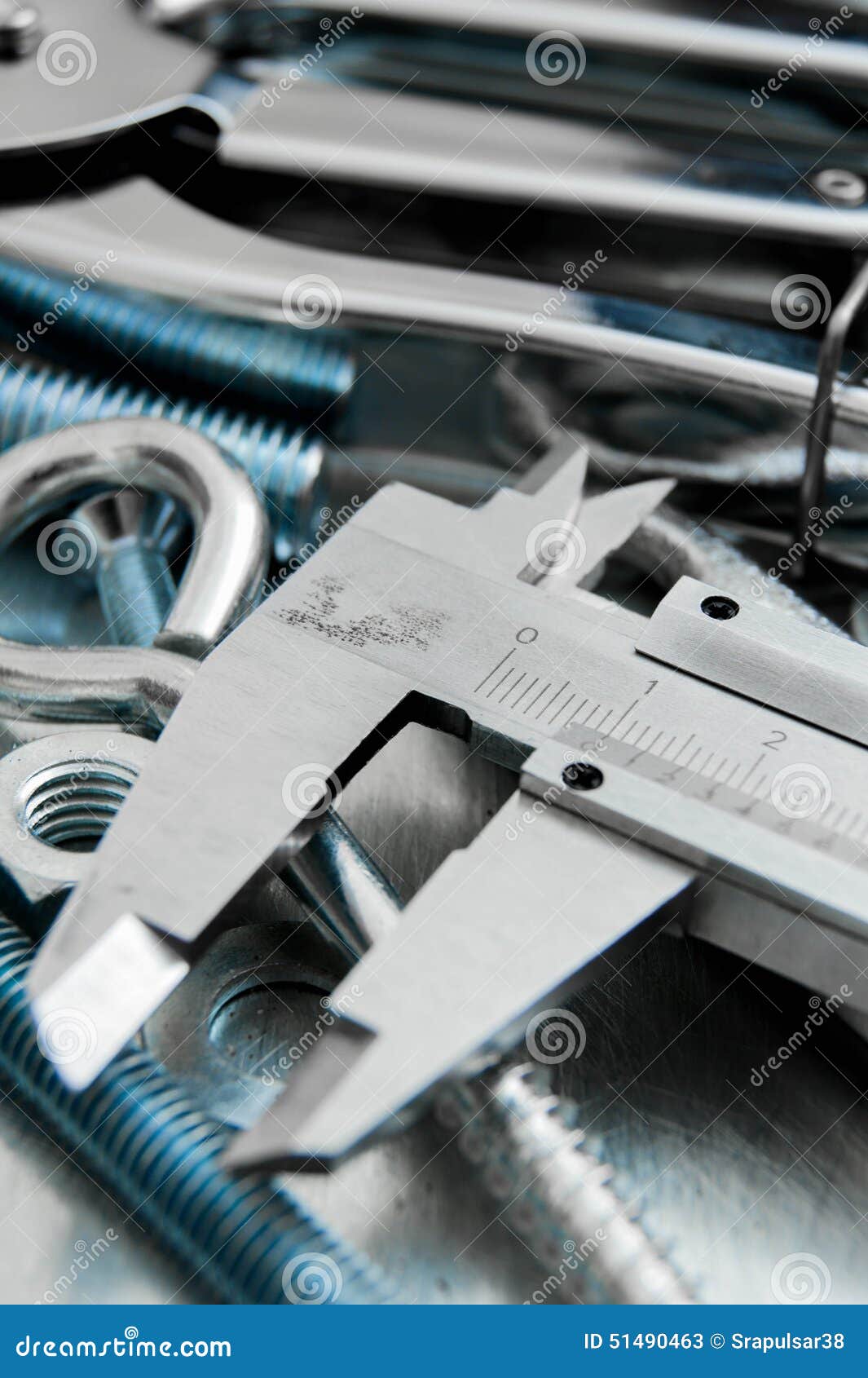 Caliper and Tools on the Scratched Metal Stock Image - Image of ...