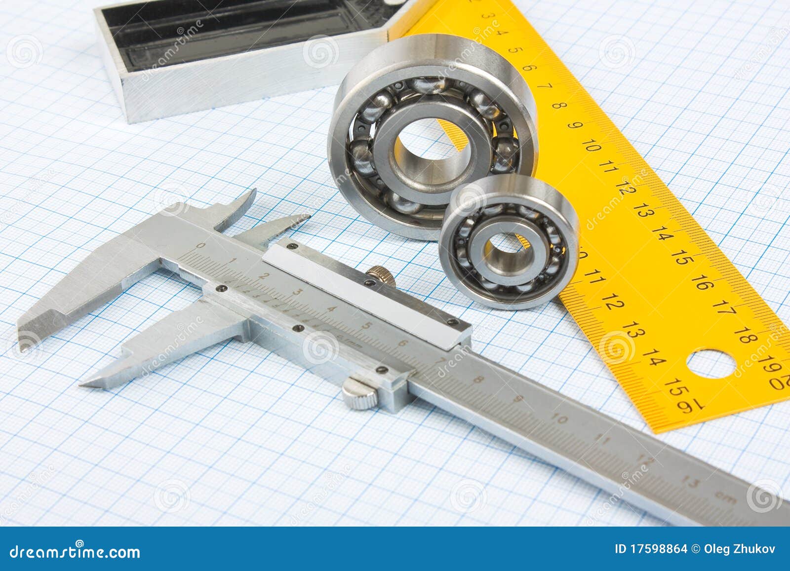 Calipers, Bearing and Square Stock Photo - Image of chock, industry ...