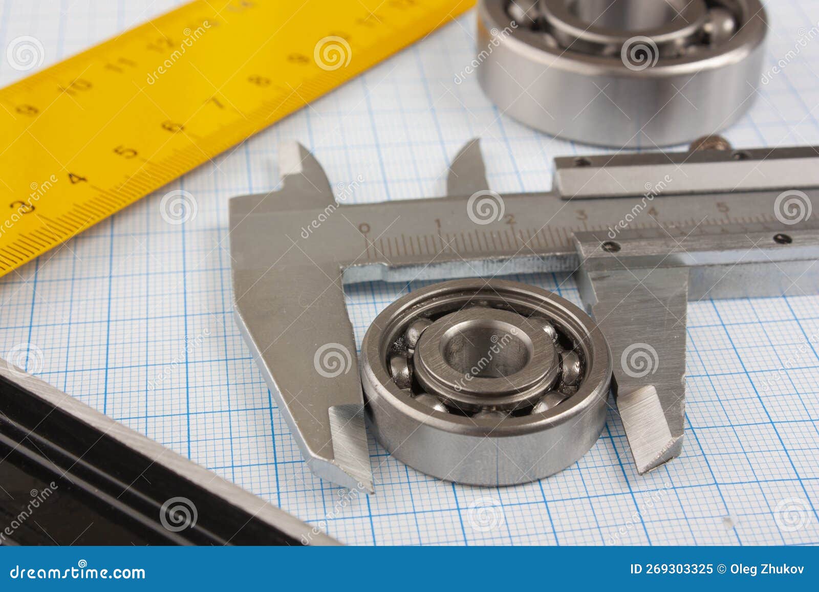 Calipers, Bearing and Square Stock Image - Image of ruler, instrument ...