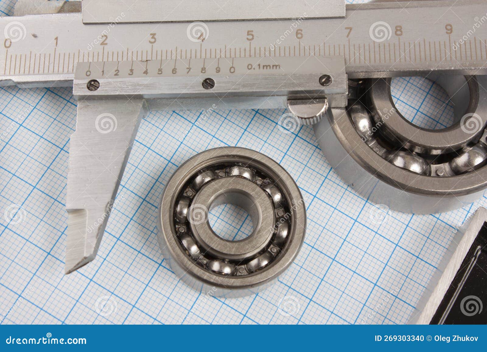 Calipers, Bearing and Square Stock Photo - Image of chock, measure ...