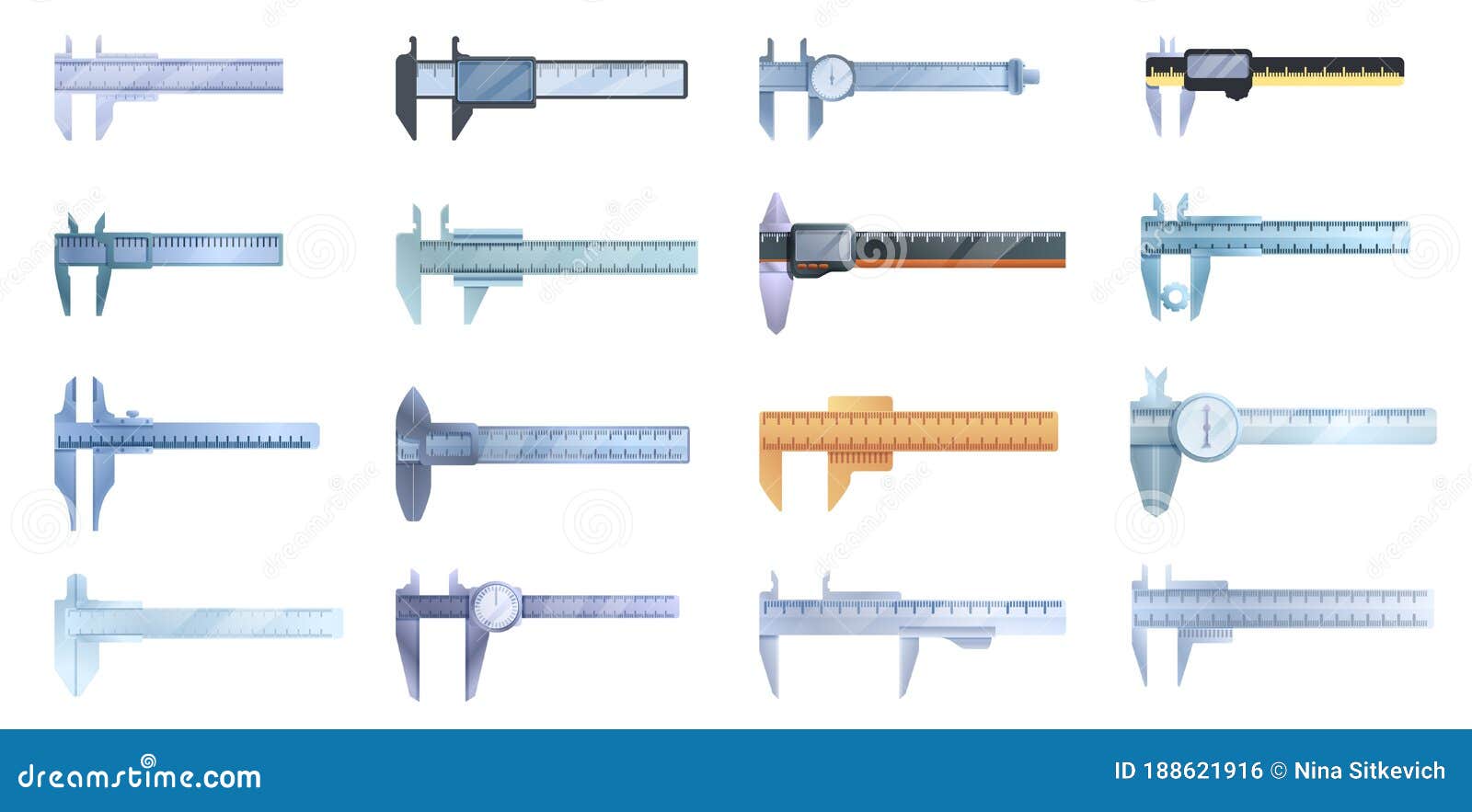 Calibrated Calipers Icons Set Outline Vector. Control Device ...