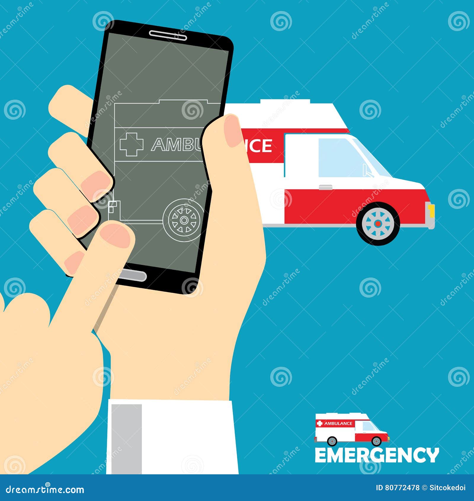 Call ambulance flat style stock vector. Illustration of clinic - 80772478