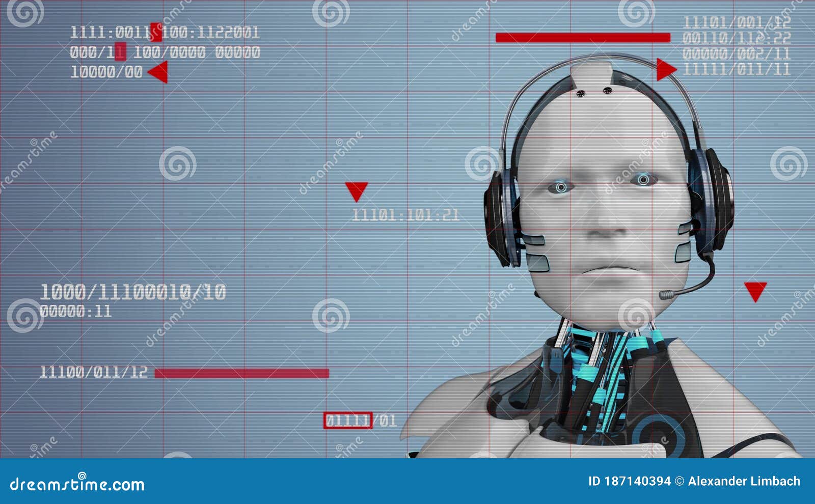 Call Bot with a Headset stock footage. Video of helpline - 187140394
