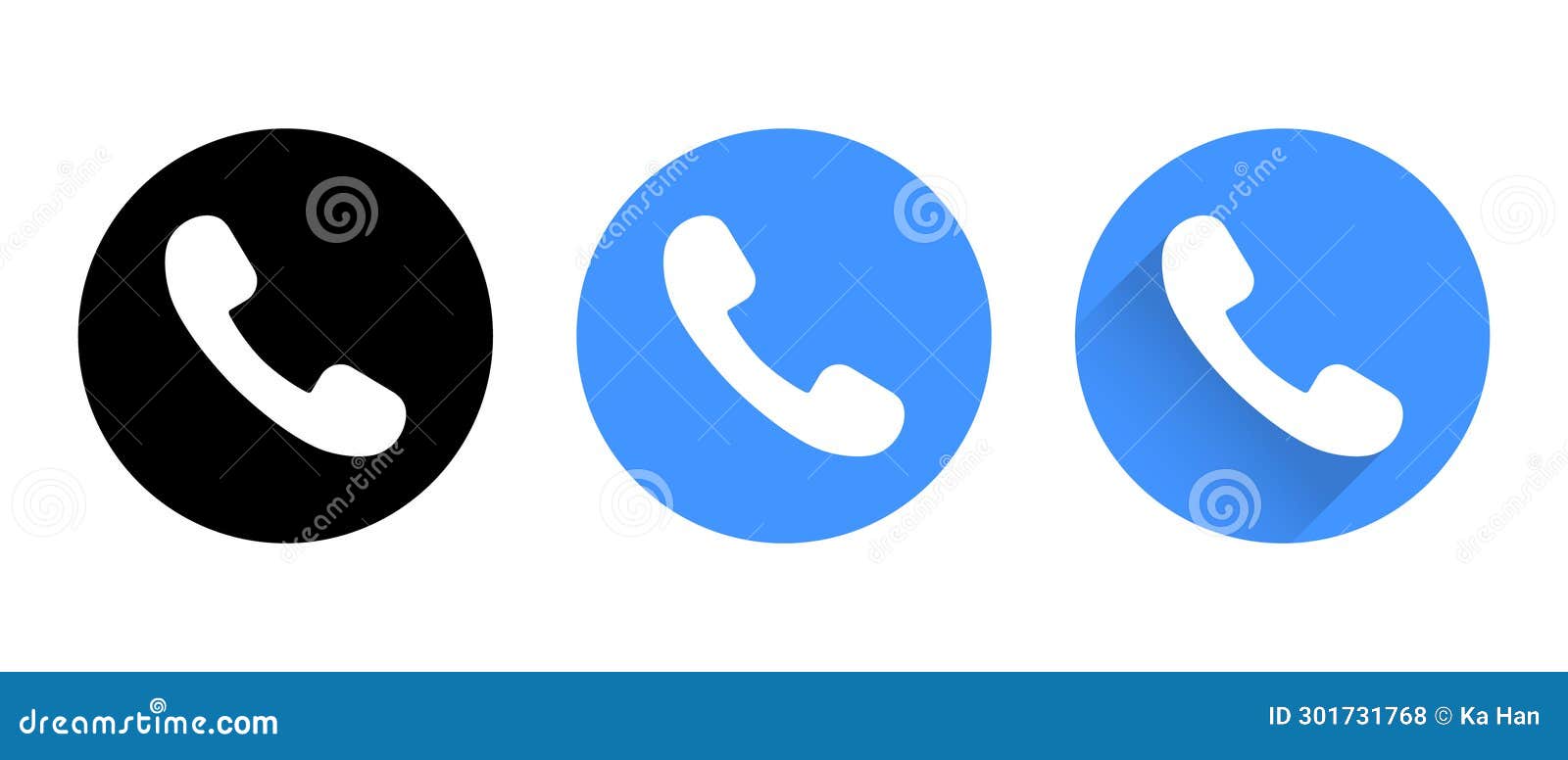 Call Button Icon Set in Flat Design. Calling Symbol Vector with Shadow ...