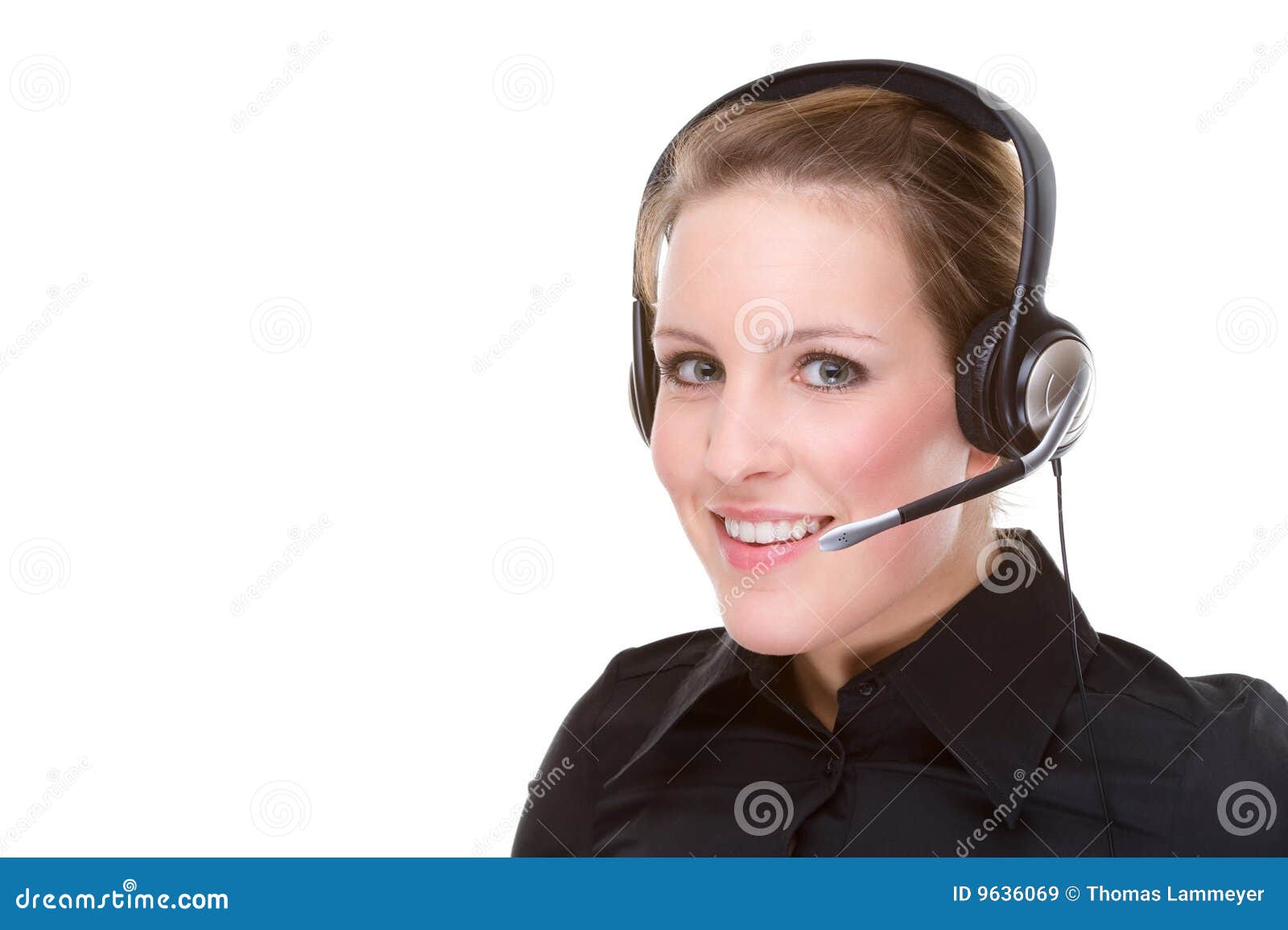 Call center agent stock image. Image of headphone, blouse - 9636069