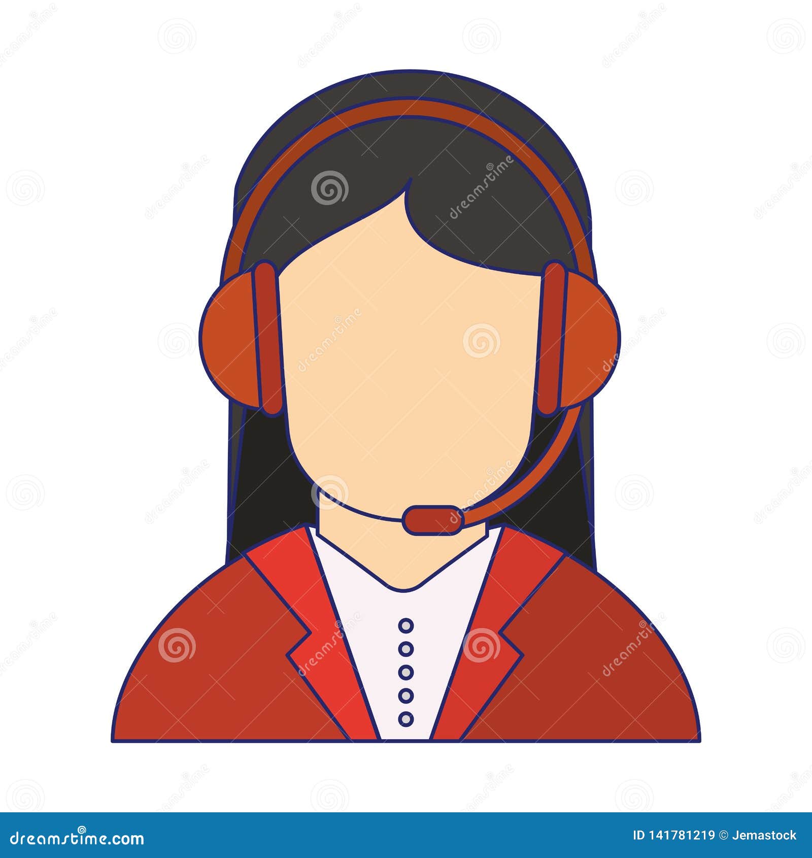 Call Center Agent with Headset Blue Lines Stock Vector - Illustration ...