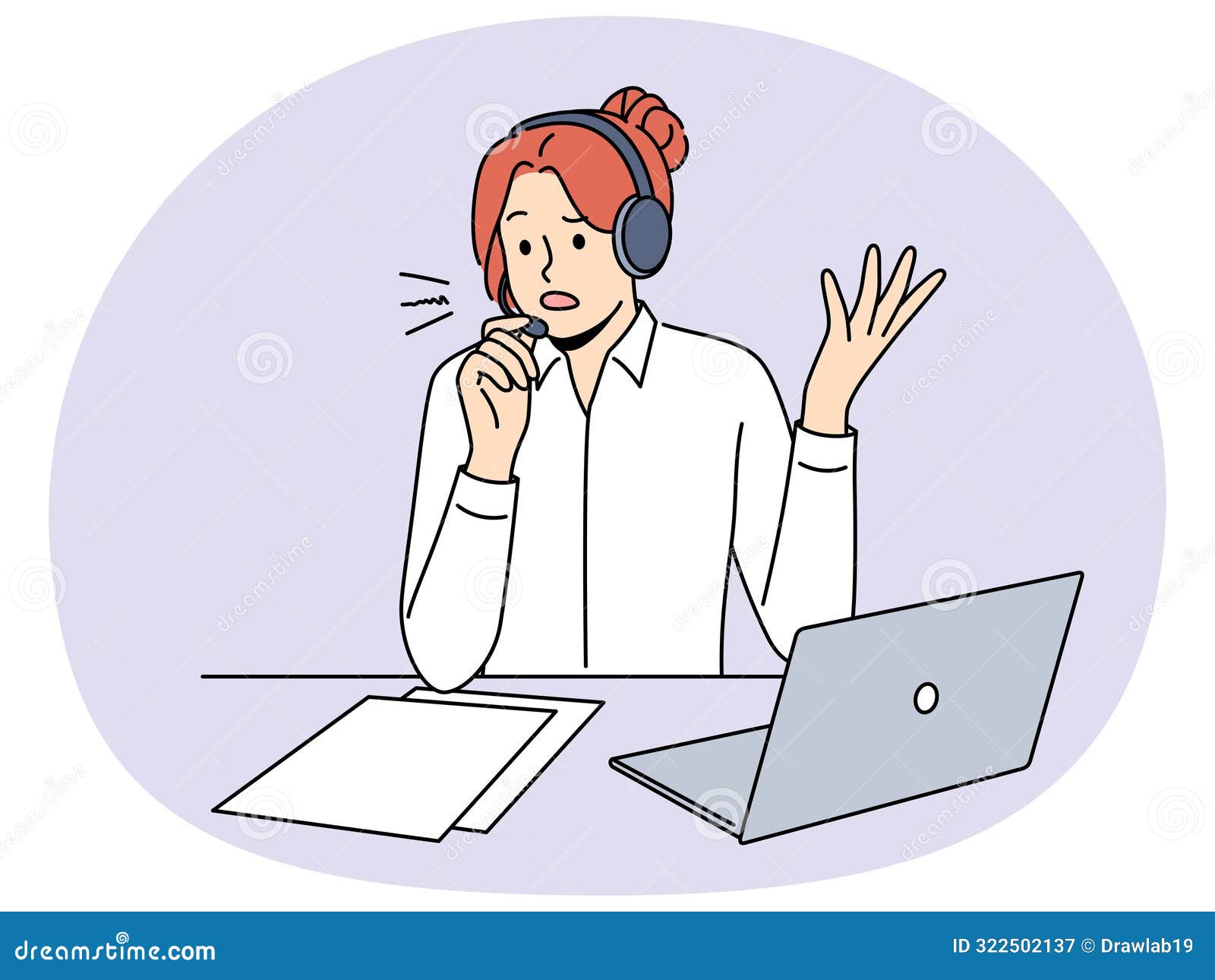 Call Center Agent in Headset Consult Client Stock Vector - Illustration ...