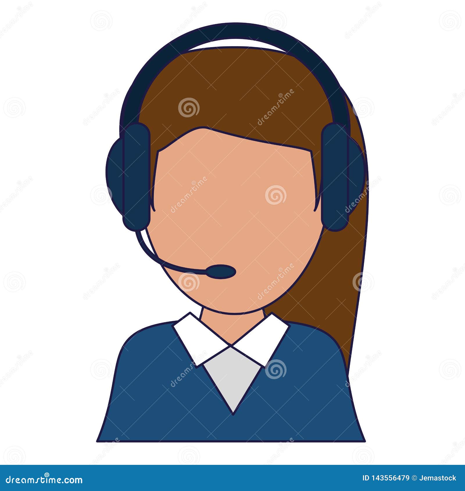 Call Center Agent Operator Avatar Blue Lines Stock Vector ...