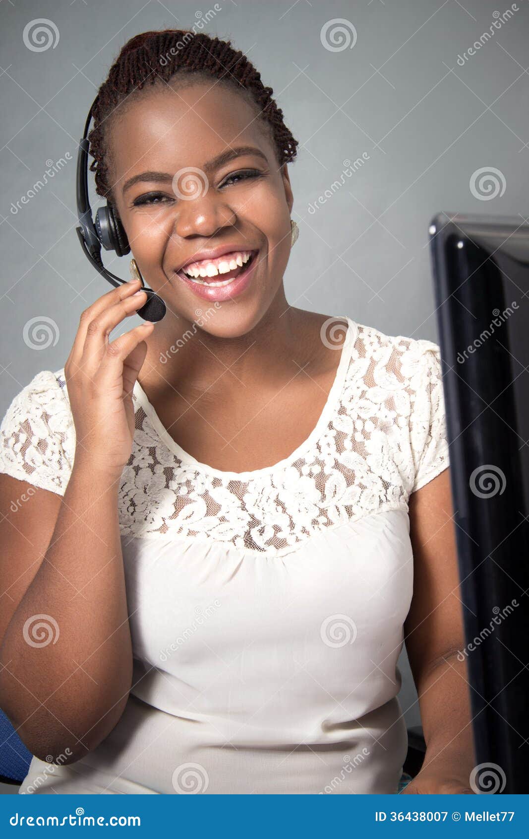 Call Center Agent Talking and Laughing Stock Image - Image of helpdesk ...