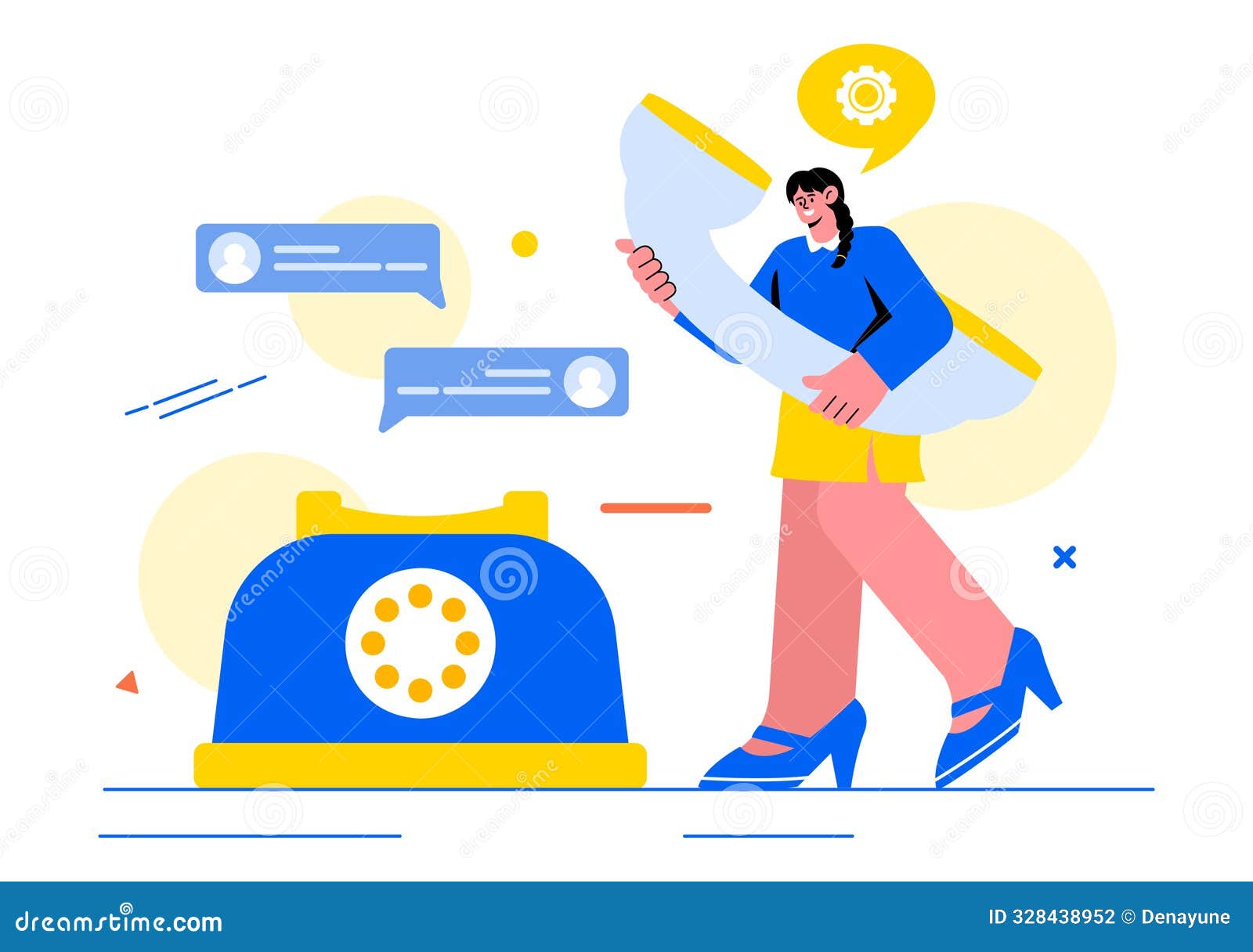 Call Center Agent Vector Illustration of Customer Service or Hotline ...