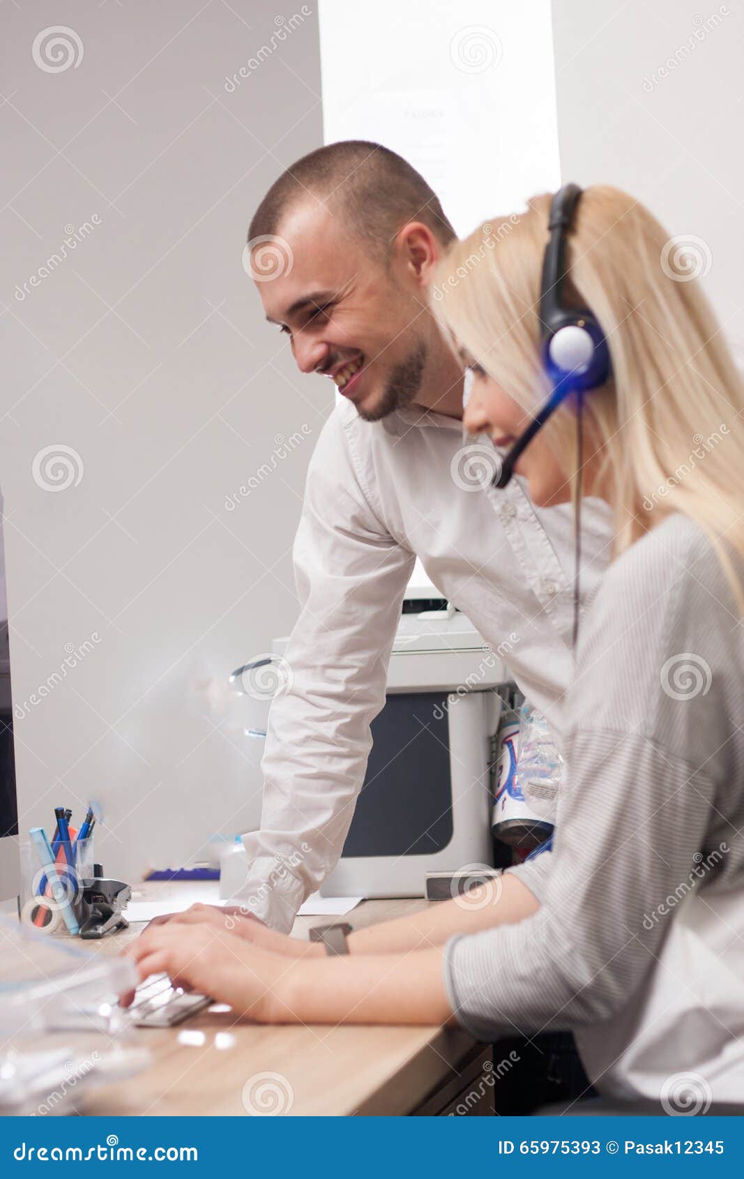 Call center agent at work stock image. Image of adult - 65975393