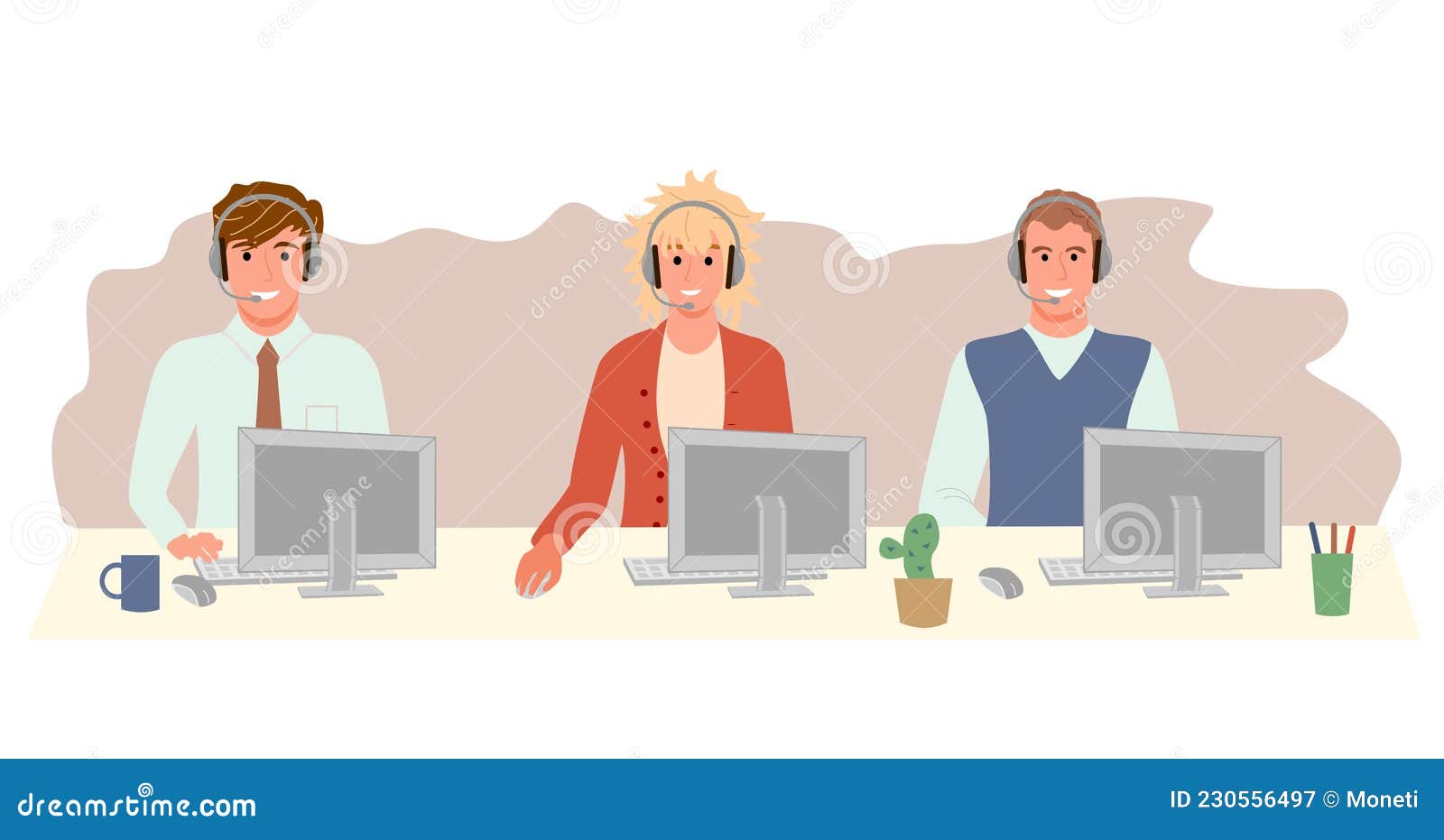 Call Center Agents. Call Center, Hotline Flat Vector Illustrations ...