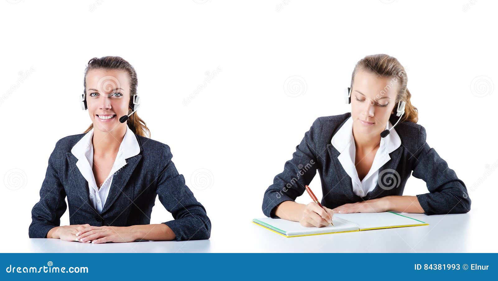 The Call Center Assistant Responding To Calls Stock Image - Image of ...