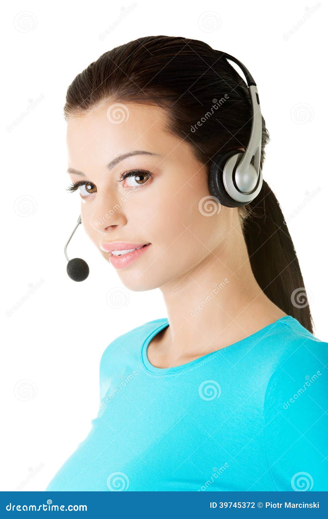Call Center Assistant Smiling Stock Photo - Image of isolated ...