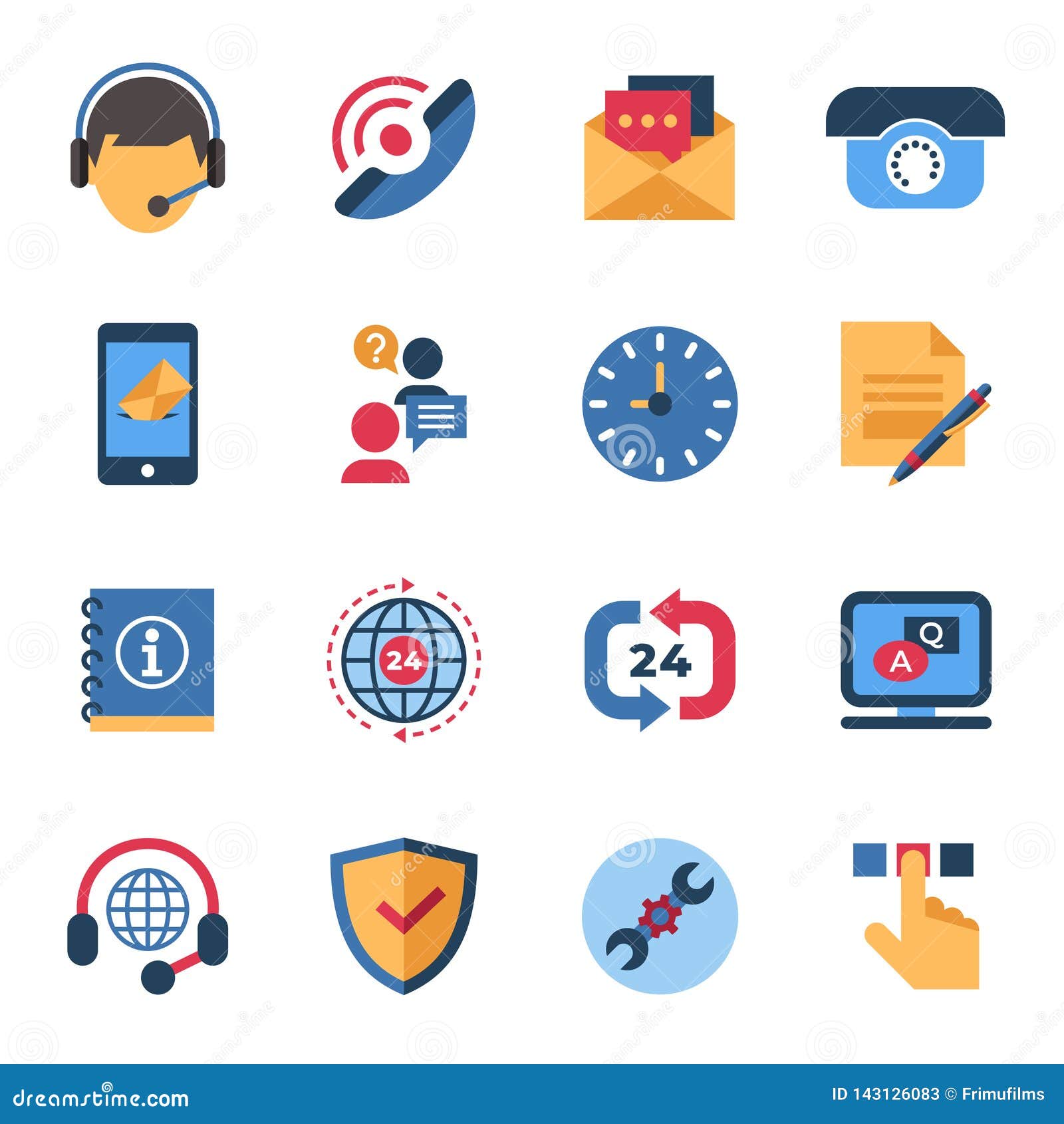Call Center and Business Feedback Support Icons Stock Illustration ...