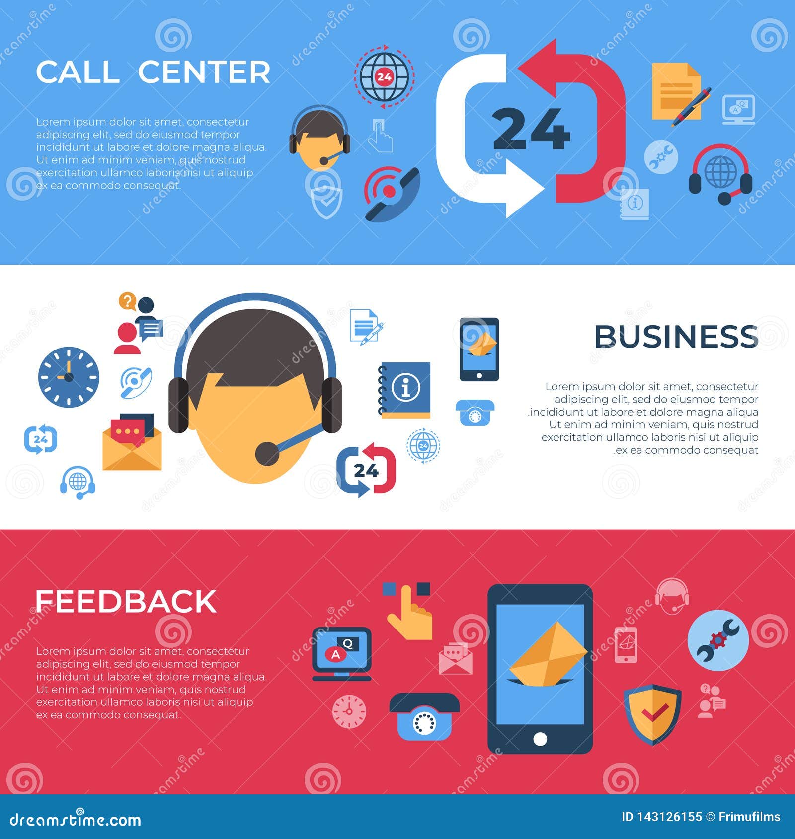 Call Center and Business Feedback Support Icons Stock Illustration ...