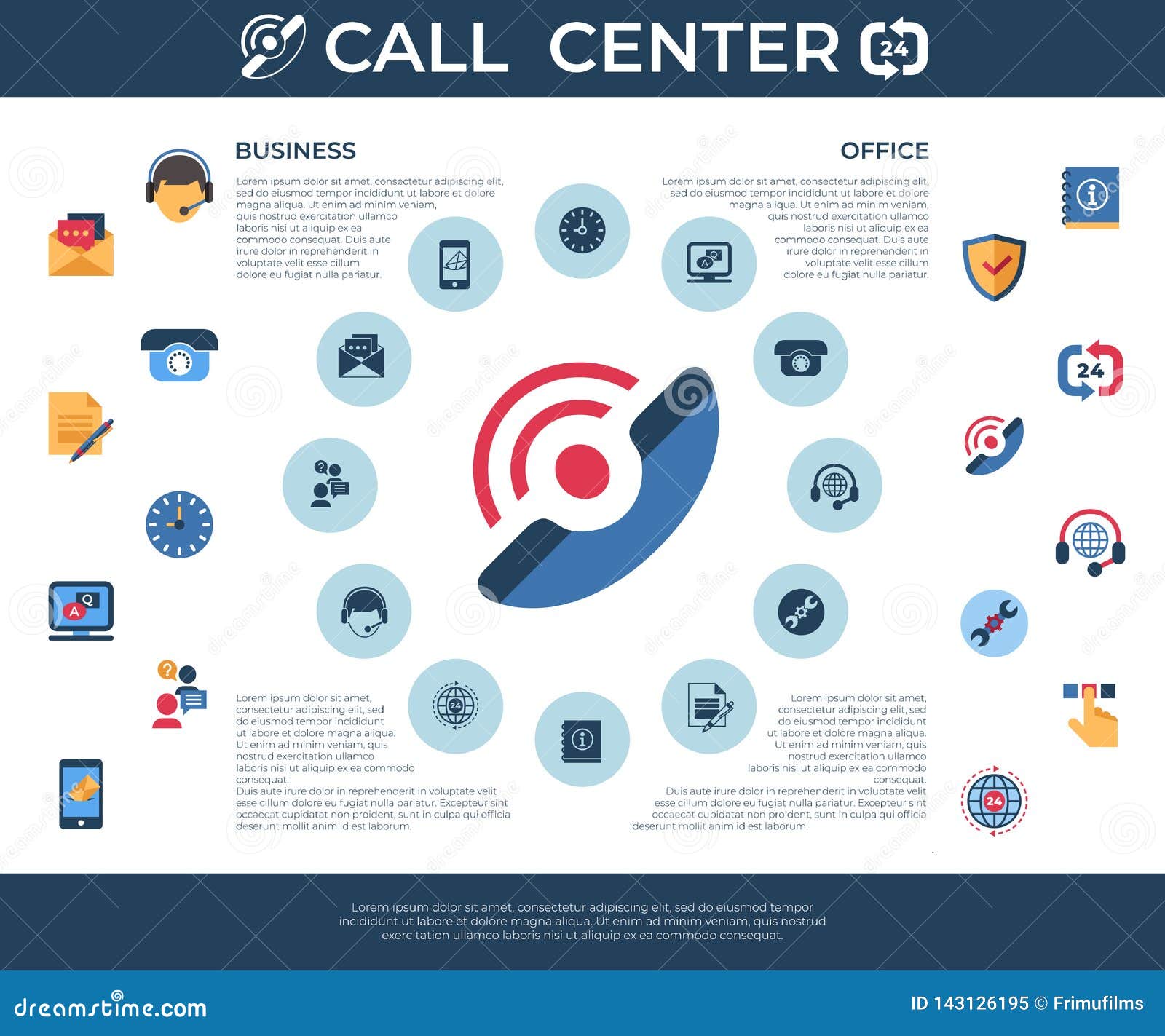 Call Center and Business Feedback Support Icons Stock Illustration ...