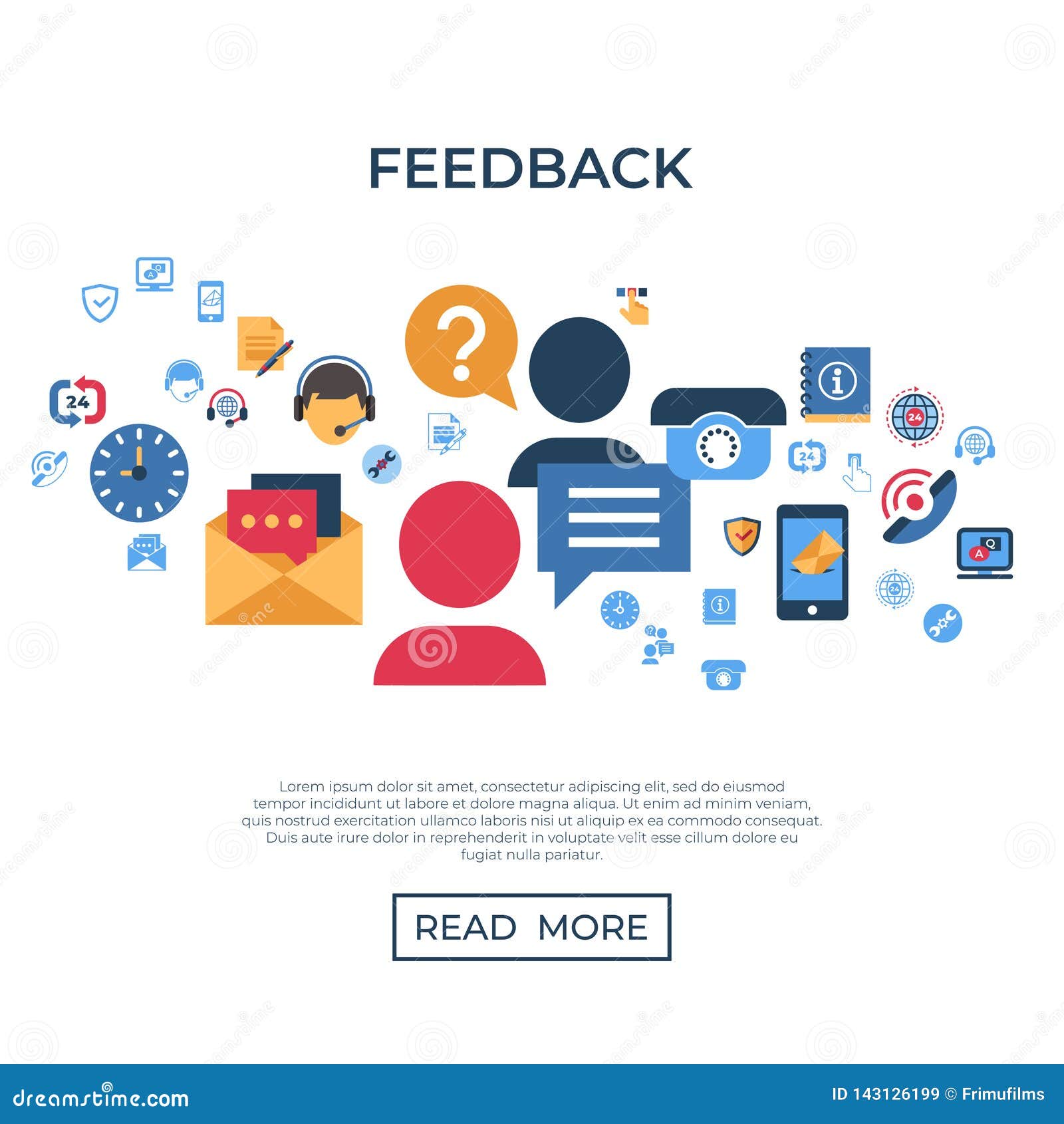 Call Center and Business Feedback Support Icons Stock Illustration ...