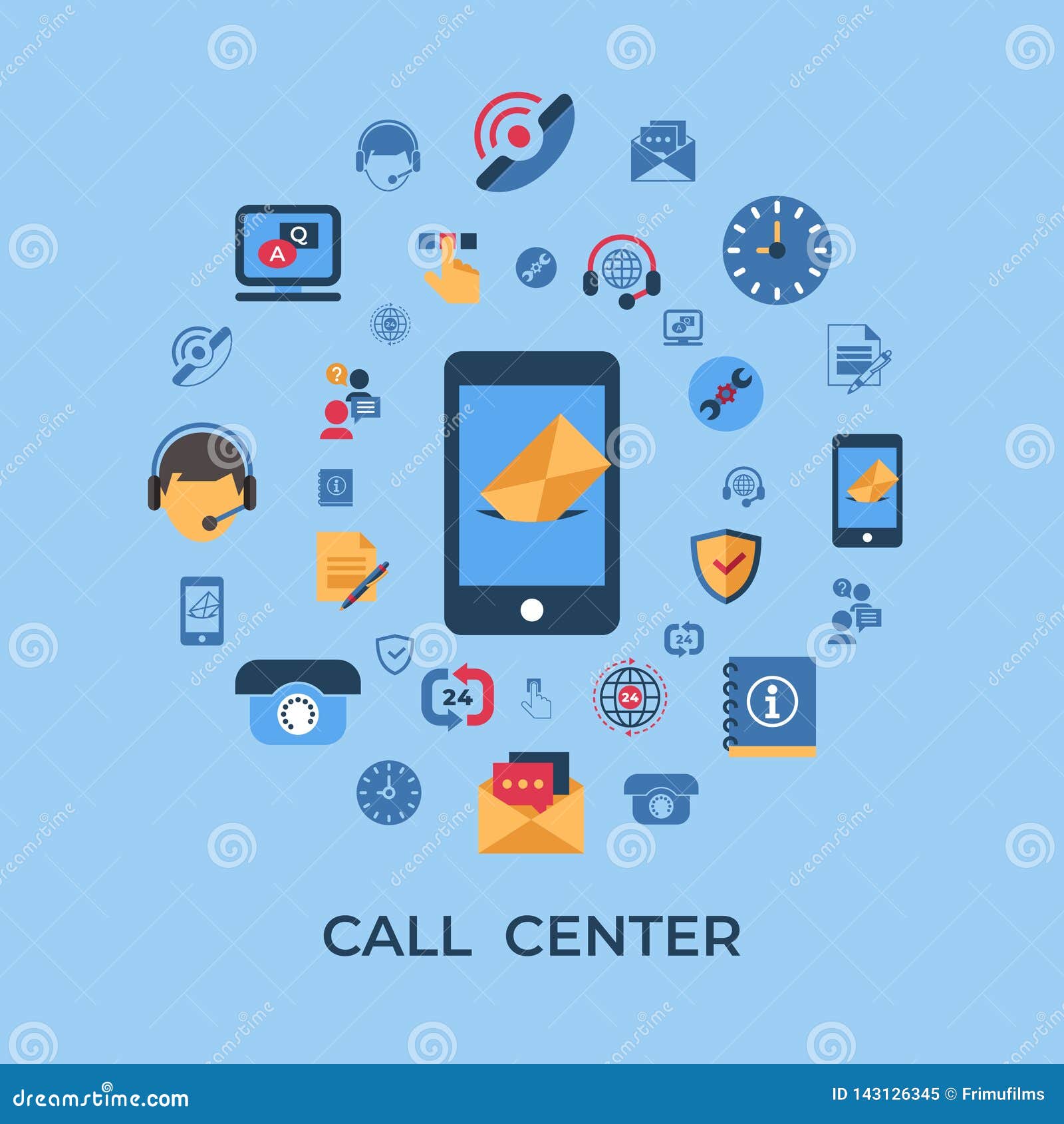 Call Center and Business Feedback Support Icons Stock Illustration ...