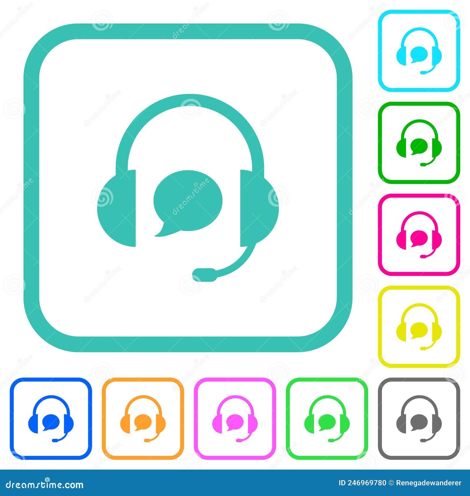 Call Center with Chat Bubble Solid Vivid Colored Flat Icons Stock ...