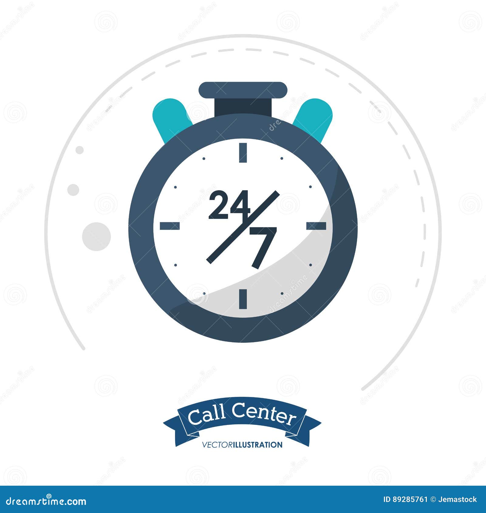 Call Center Clock Time Service Stock Illustration - Illustration of ...