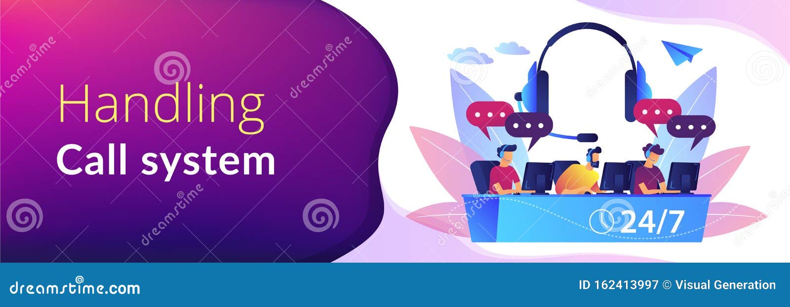 Call Center Concept Banner Header. Stock Vector - Illustration of ...