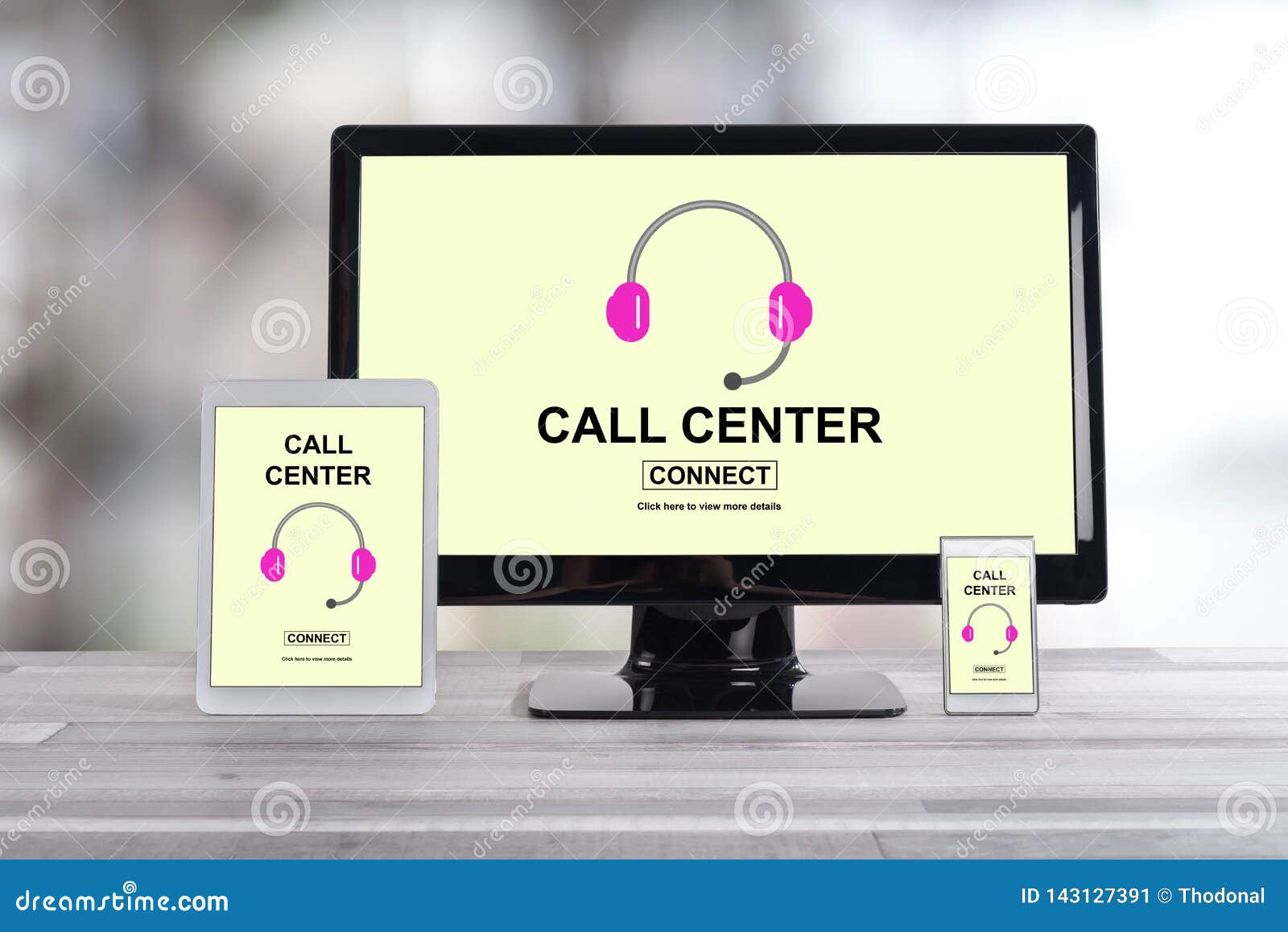 Call Center Concept on Different Devices Stock Image - Image of ...