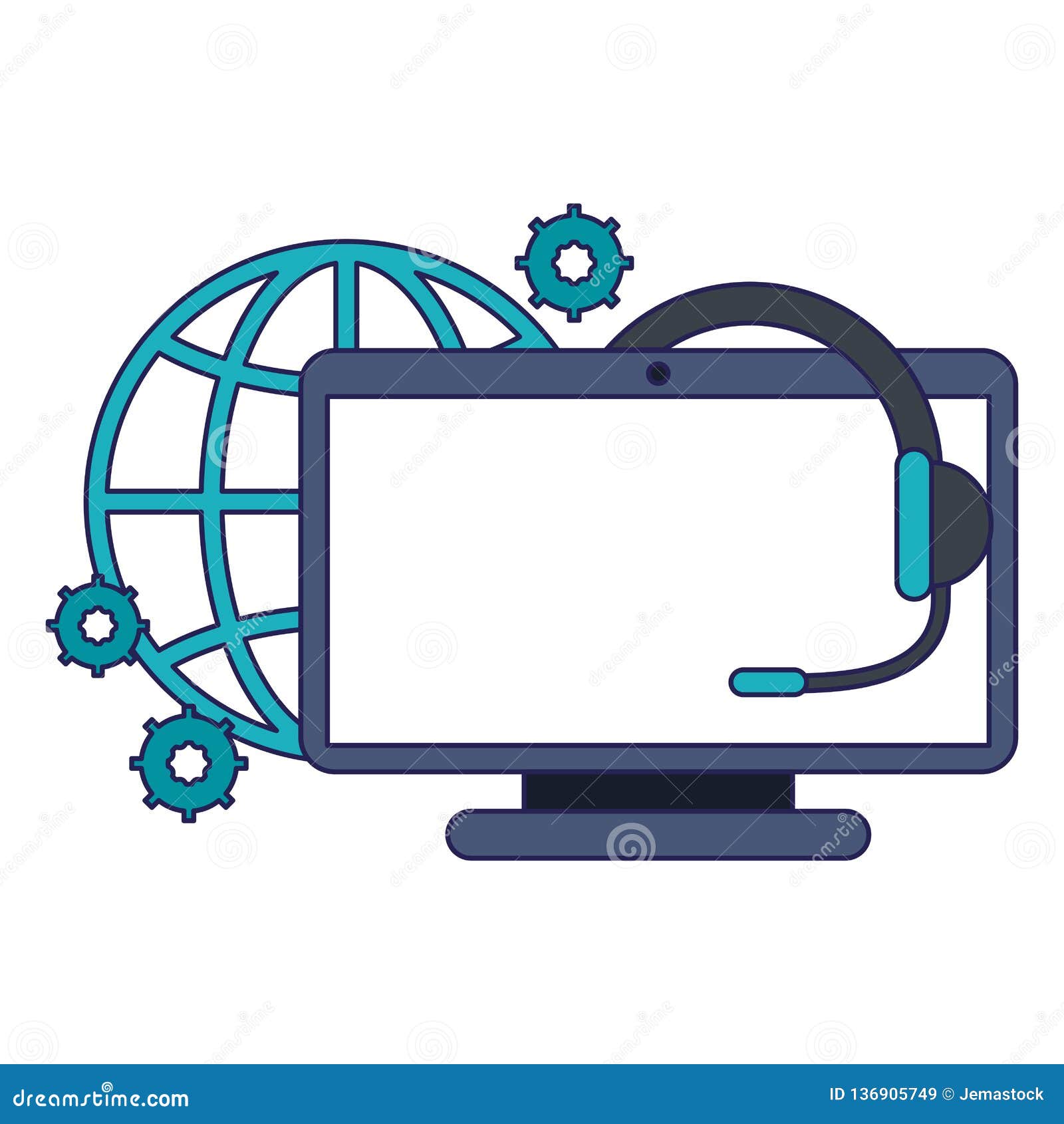 Call Center and Customer Service Stock Vector - Illustration of social ...