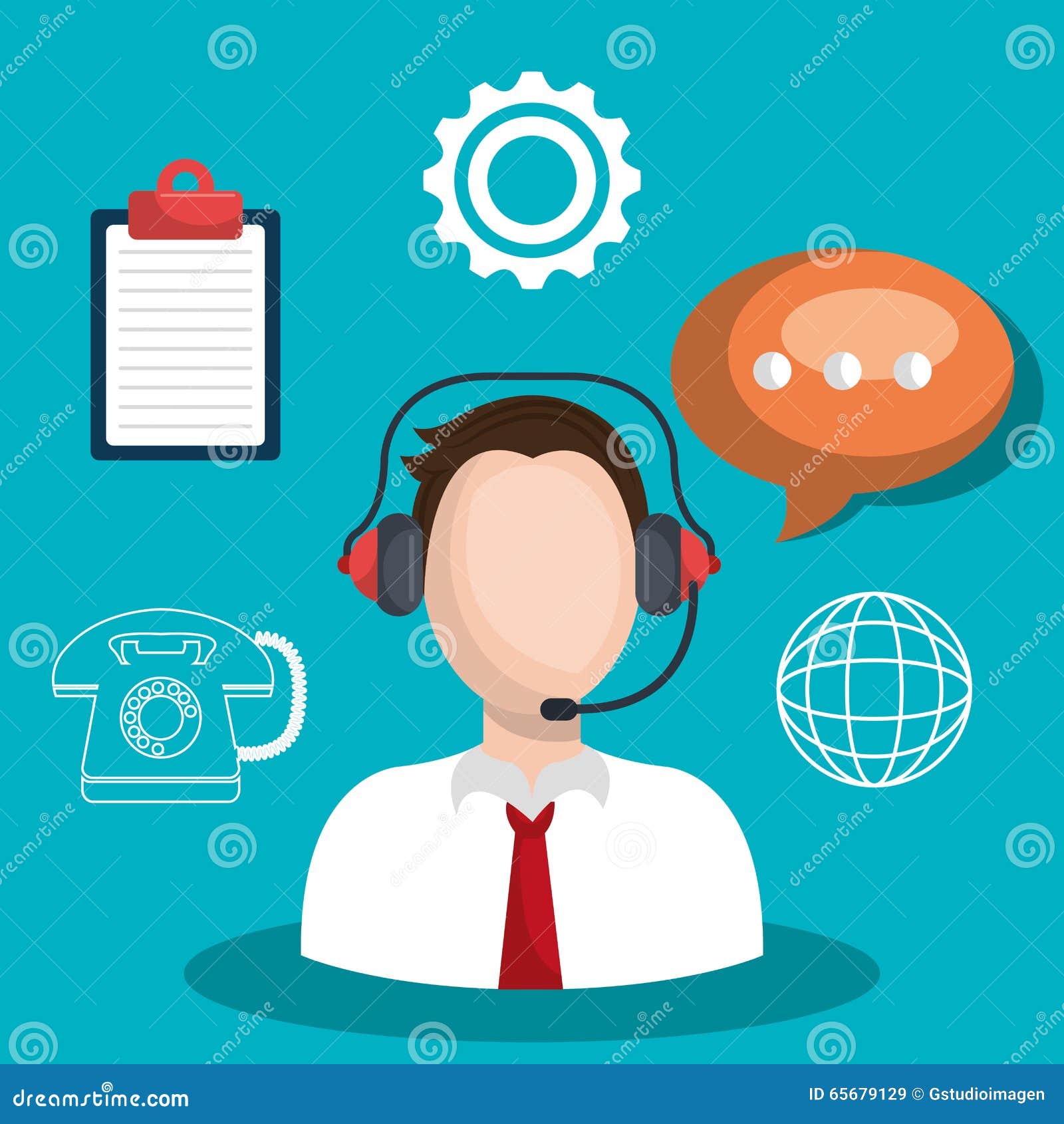 Call Center and Customer Service Stock Illustration - Illustration of ...