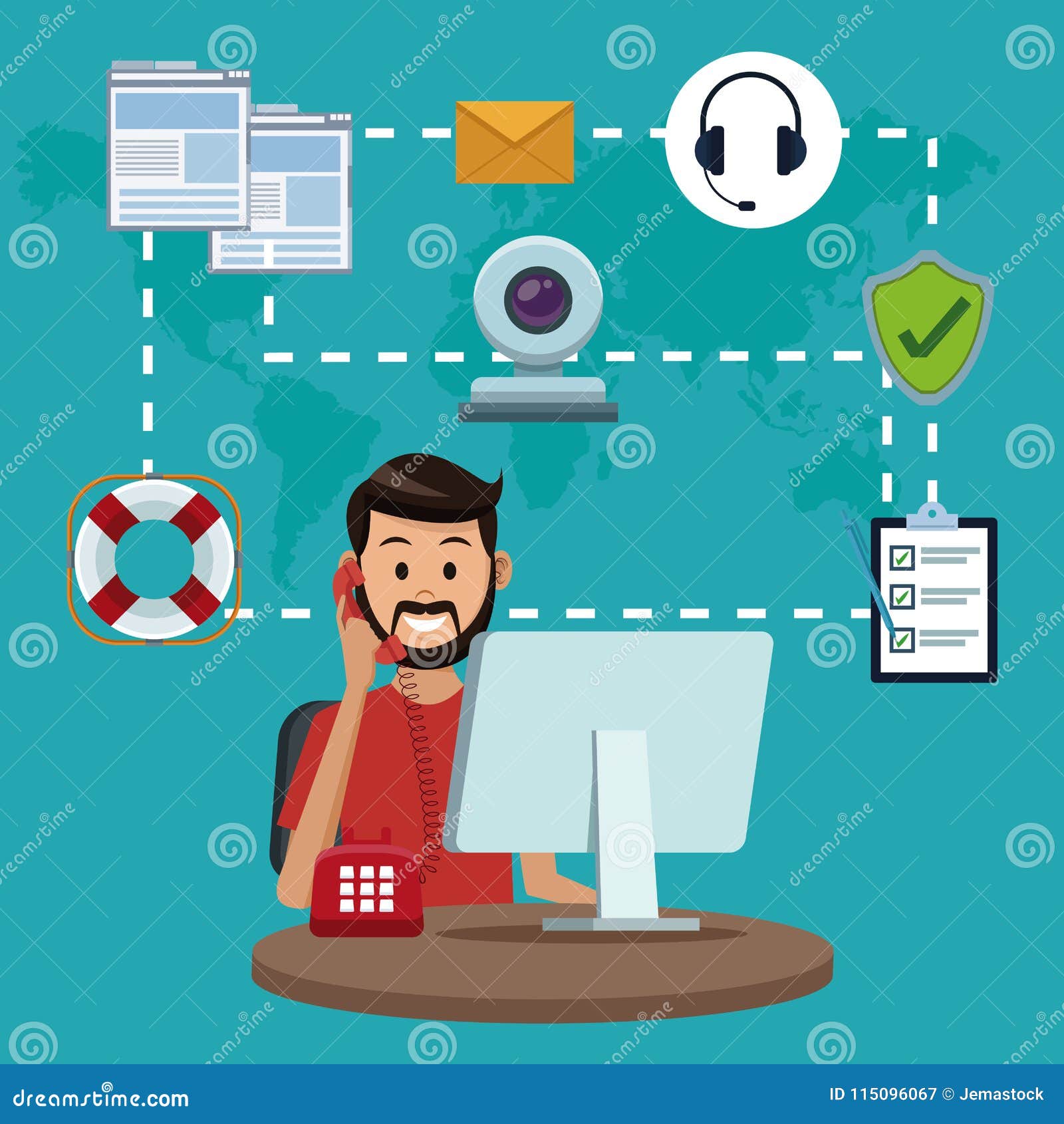 Call Center Customer Service Stock Vector - Illustration of assistance ...