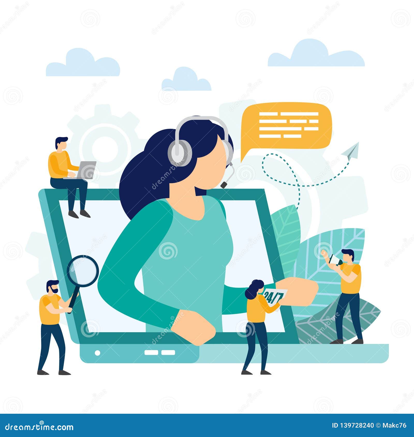 Call Center, Customer Support. Hotline Operator Advises Client Stock ...