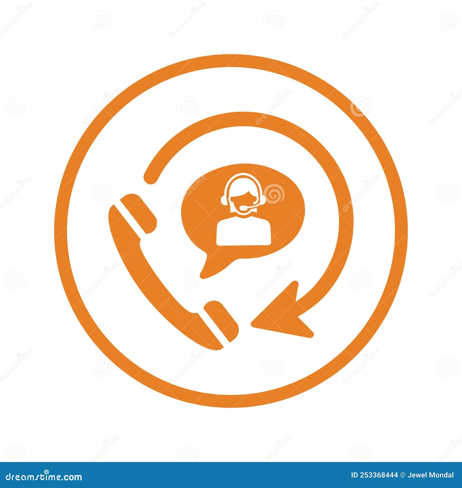 Call Center, Customer Support Icon. Orange Vector Design Stock ...
