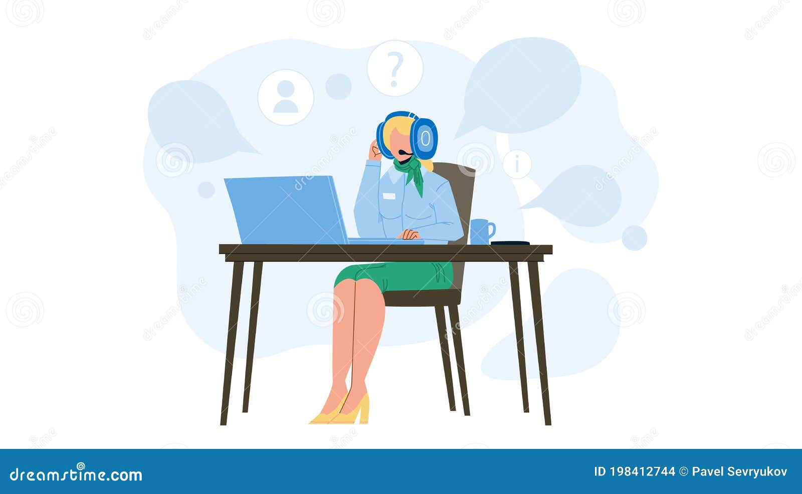 Call Center Dispatcher Working at Table Vector Stock Vector ...