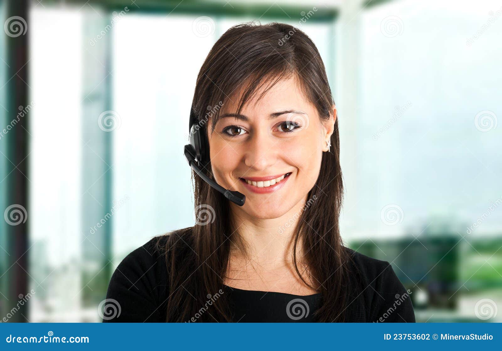 Call Center Employee Smiling Stock Photo - Image of businesswoman ...