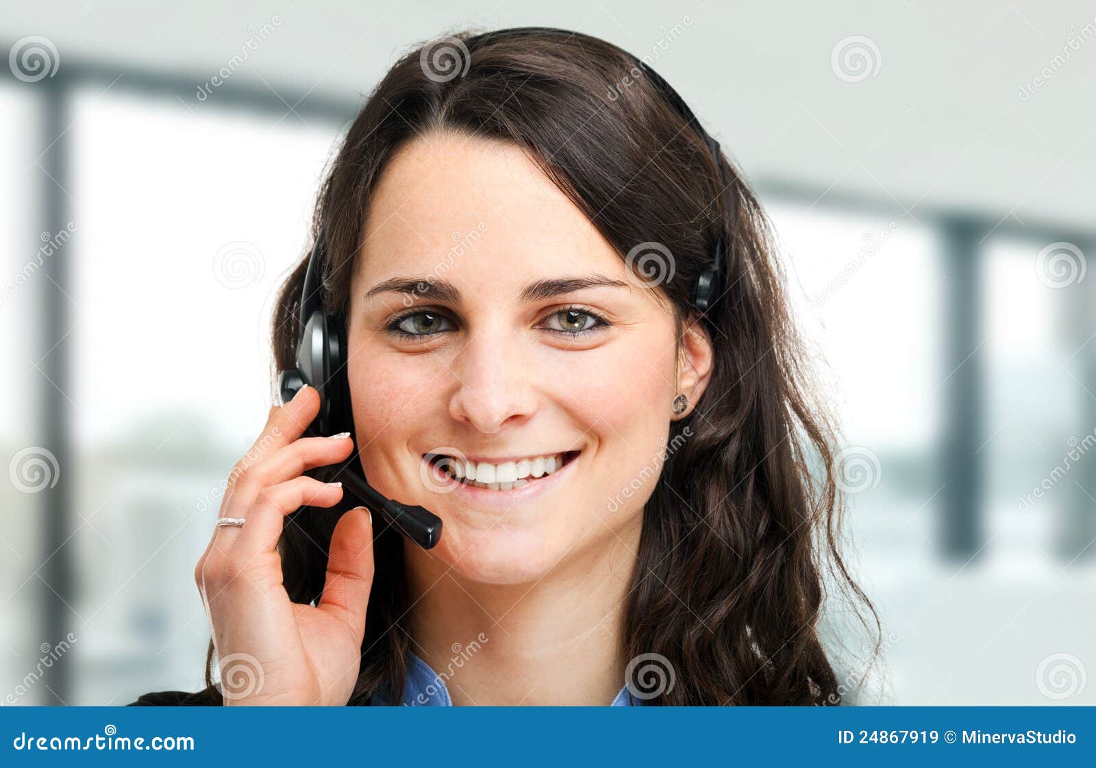 Call Center Employee Smiling Stock Image - Image of company, business ...