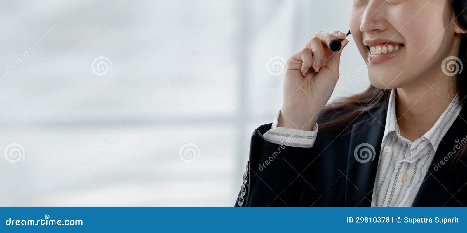 Call Center Employee Talking with Customer through Headset, the ...