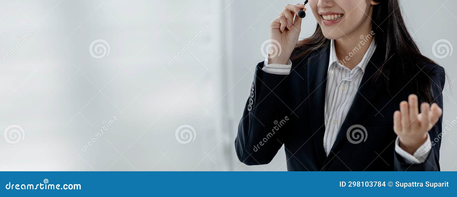 Call Center Employee Talking with Customer through Headset, the ...