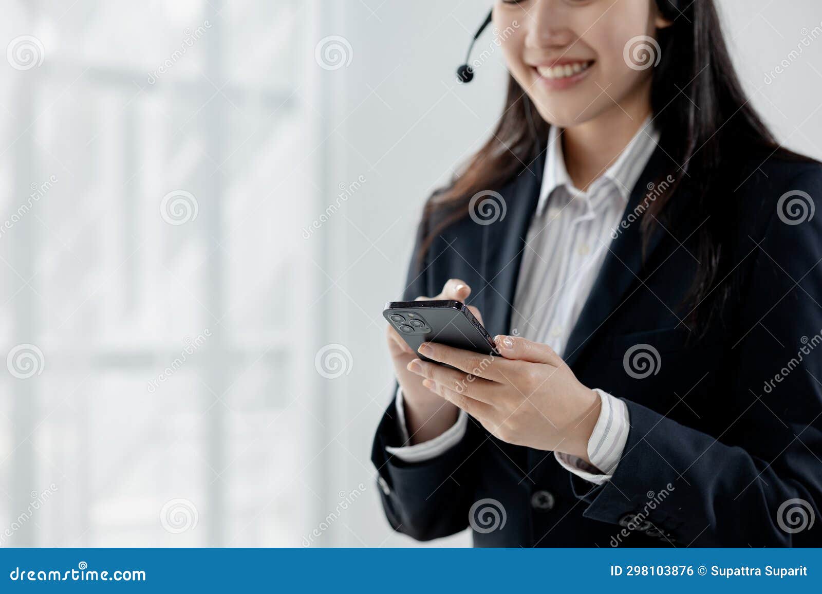 Call Center Employee Talking with Customer through Headset, the ...