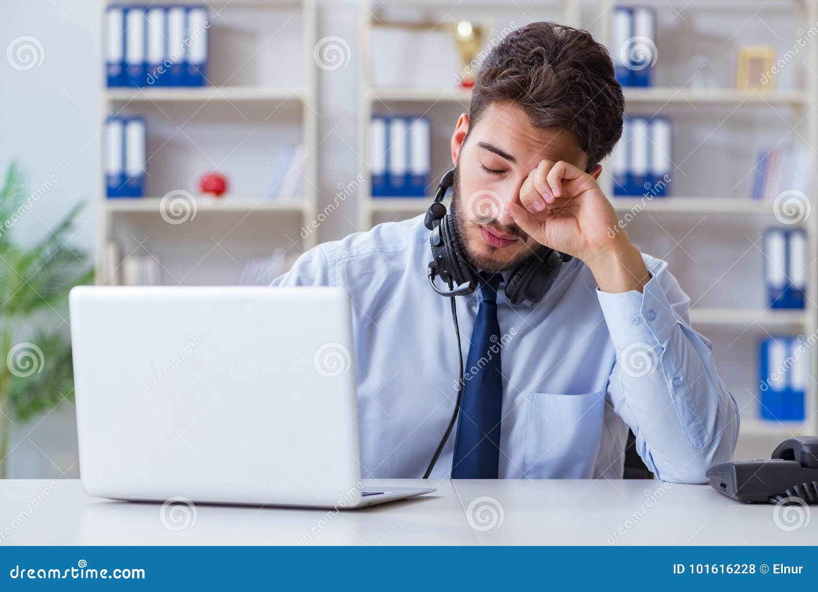 The Call Center Employee Working in Office Stock Photo - Image of ...