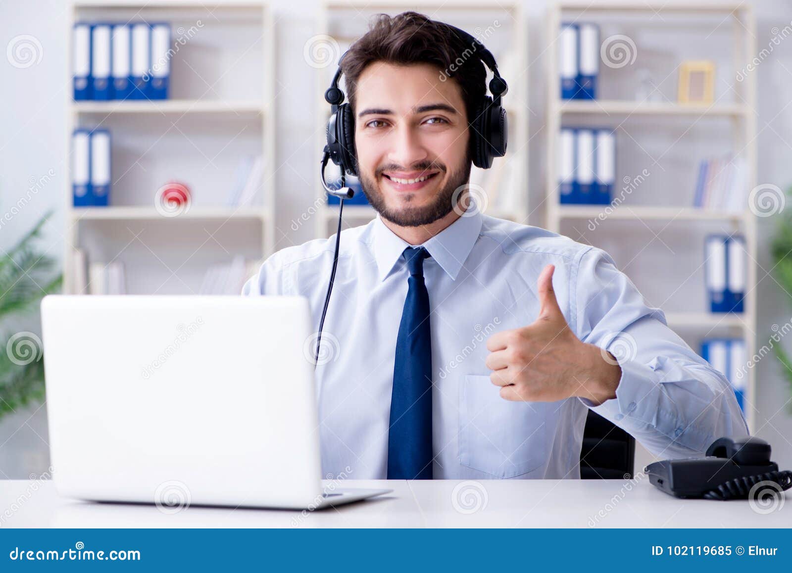 The Call Center Employee Working in Office Stock Image - Image of ...