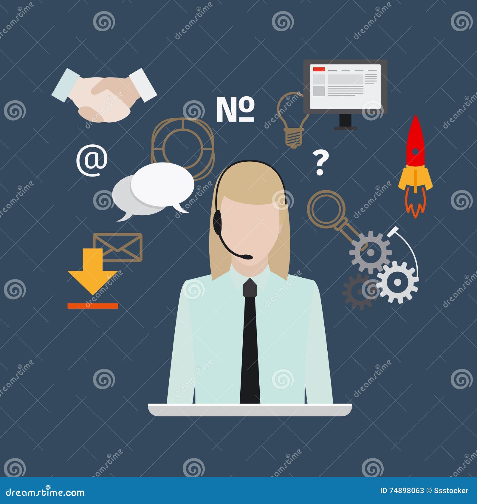 Call Center with Girl Flat Style Banner Stock Vector - Illustration of ...