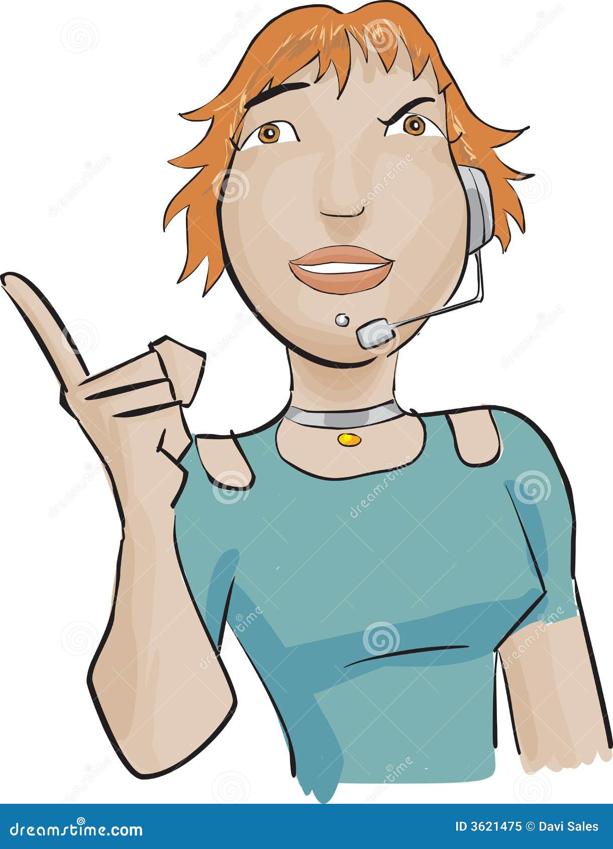 Call Center Girl with a Green Stock Vector - Illustration of online ...