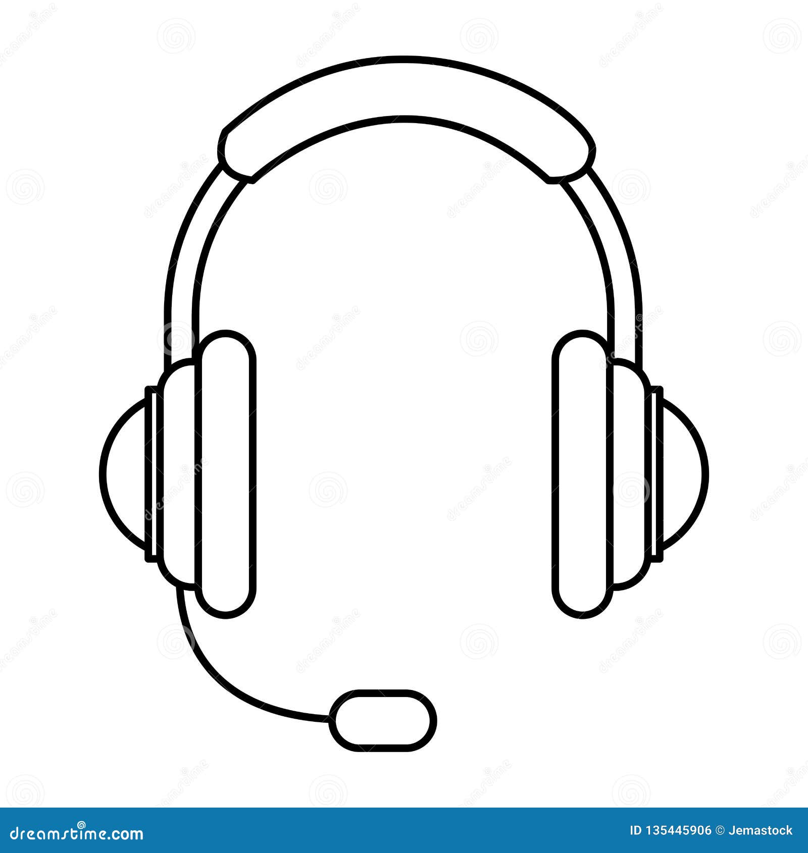 Call Center Headset in Black and White Stock Vector - Illustration of ...
